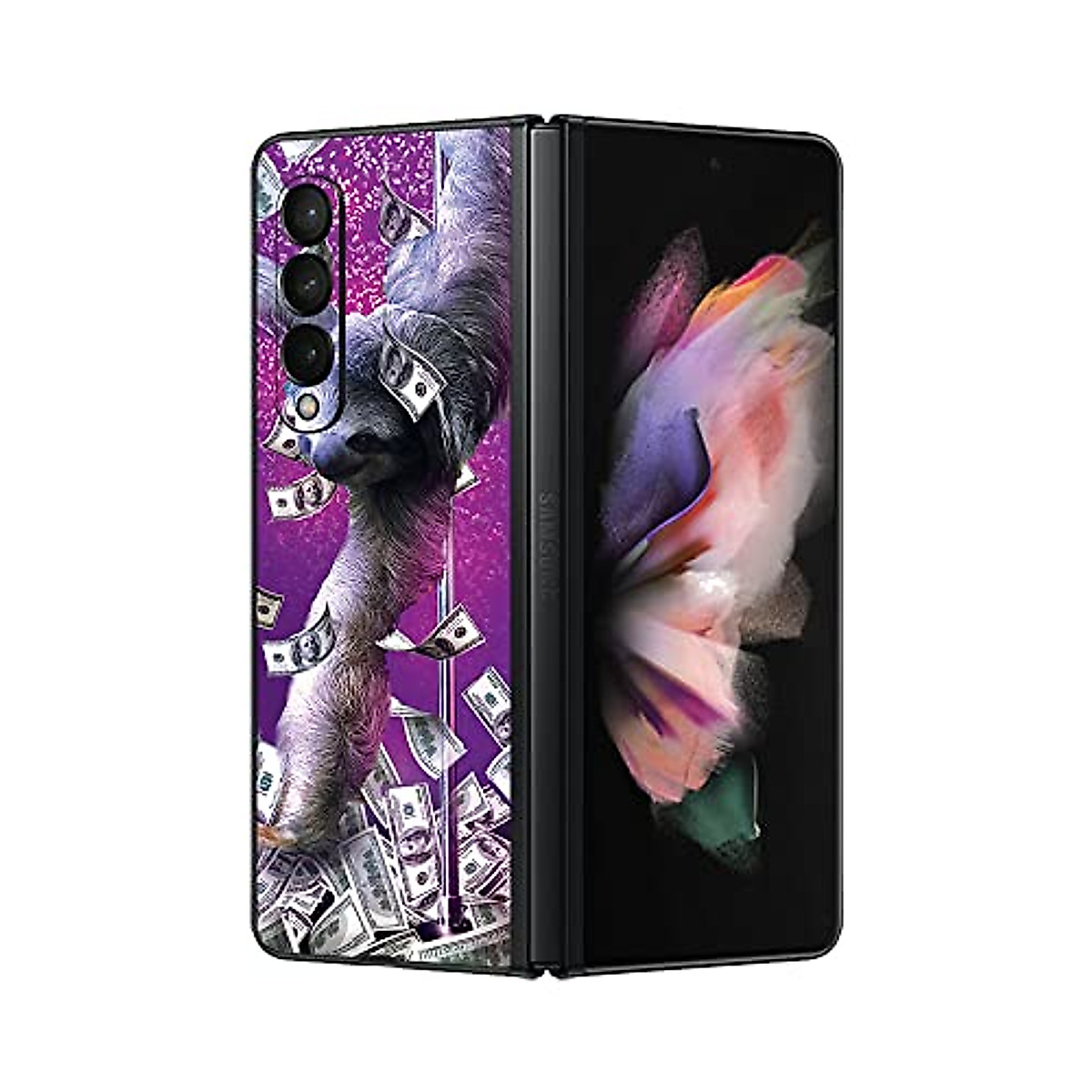 MightySkins Carbon Fiber Skin Compatible with Samsung Galaxy Z Fold 3 - Stripper Sloth | Protective, Durable Textured Carbon Fiber Finish | Easy to Apply | Made in The USA
