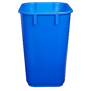 AmazonCommercial Rectangular Commercial Office Wastebasket, w/Recycle Logo, 3 gallon (Pack of 2), Blue