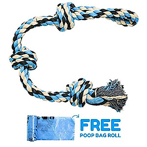 XL Dog Rope Toy For Aggressive Chewers - Benefits Non-Profit Dog Rescue - Extra Large Dog Rope Toy For Large Dogs - Large Dog Tug Of War Toy - Nearly Indestructible Toys (Blue)