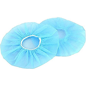Tvoip 100Pcs Blue Non-Woven Sanitary Headphone Ear Cover, Disposable Super Stretch Covers Washable, for Most On Ear Headphones Earpads (6.5 cm/ 2.6 Inch)