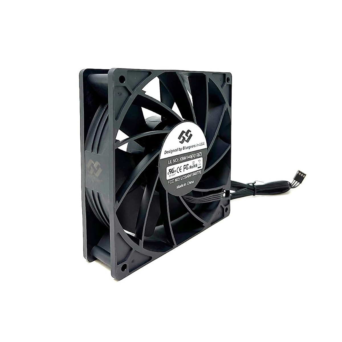 Bgears b-Blaster 140x38 (PWM Version) Extreme Cooling Gaming PC & Mining Machine Fan, Hi-Speed 5200RPM w/Airflow of 308 CFM, 2 Ball Bearing Designed for Extended Life & high Performance, 4 Wire Black