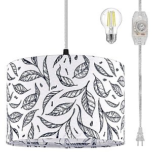 AXNAU Plug in Pendant Light, Hanging Light with Plug in Cord with Dimmable Switch, Hanging Lamp with 15 ft Cord, Pendant Light Fixture for Bedroom Kitchen Island Living Room (Bulb Included)