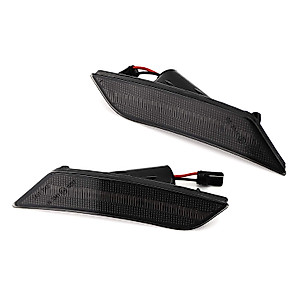 iJDMTOY Smoked Lens Amber Full LED Bumper Side Marker Light Kit Compatible With 2019-up Chevrolet Blazer, Powered by 27-SMD LED, Replace OEM Front Sidemarker Lamps