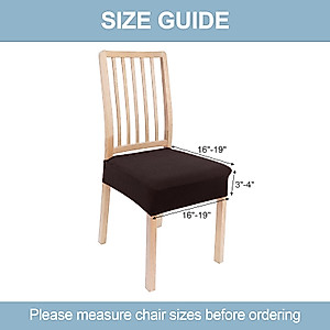 Smiry Stretch Jacquard Seat Covers for Dining Room Chairs Set of 6, Removable Washable Chair Seat Protector Slipcovers, No Rear Covers, Brown