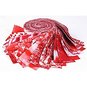 Soimoi 40Pcs Tie Dye Print Cotton Precut Fabrics for Quilting Craft Strips 2.5x42inches Jelly Roll - Red