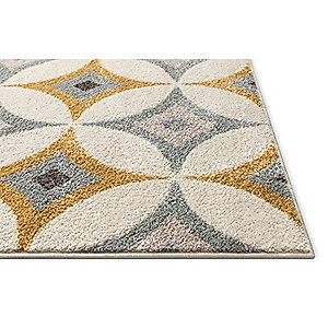 Well Woven Greyson Scanadnavian Retro Diamond Geometric Grey & Gold Area Rug 8x11 (7'10" x 9'10")