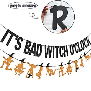 It's Bad Witch O'clock Banner Garland for Halloween Bachelorette Party Decorations