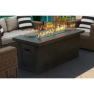 60" Rectangular Chat Height Outdoor Propane Gas Fire Pit Table in Gray (Amber, 60" Gray)