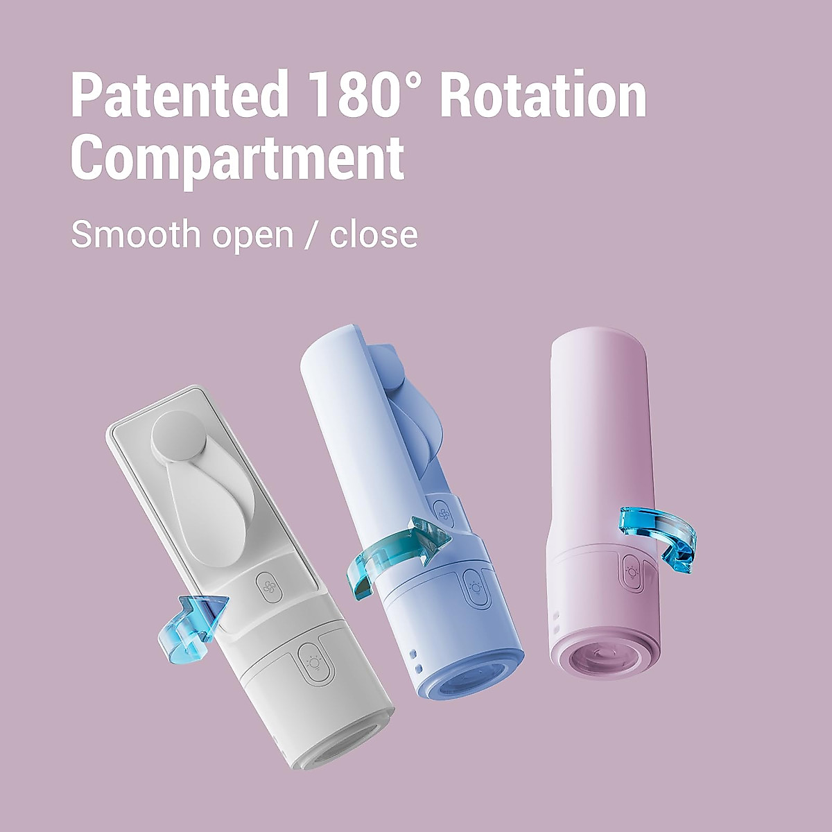 SodaRide Airluxe Mini 3-in-1 Portable Fan Rechargeable- Handheld Fan with 35-Hour Battery Life, Fast Charging Power Bank&Flashlight- Personal Fan for Travel, Vacation, and Festival Essentials Purple