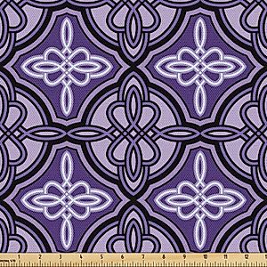 Ambesonne Celtic Fabric by The Yard, Unique Celtic Knot with Swirling and Twisted Line Details Print, Decorative Fabric for Upholstery and Home Accents, 1 Yard, Violet Lilac