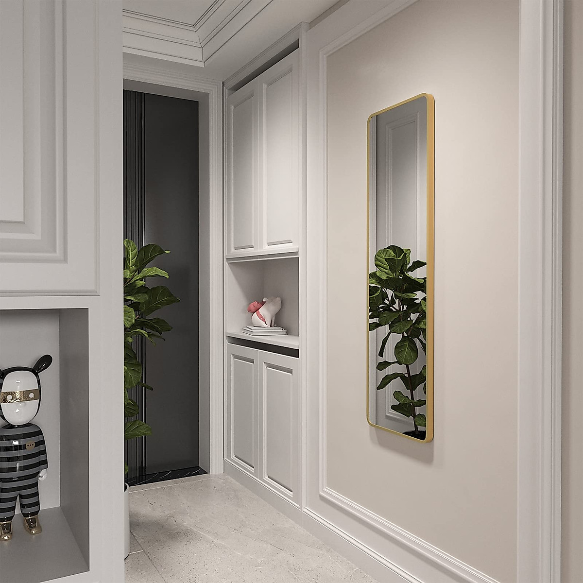 Giftgarden 47"x14" Gold Full Length Mirror Aluminum Framed, Modern Long Wall Mirror Tall Full-Body, Wall Mounted or Over The Door Hanging for Bedroom Closet Bathroom, Golden