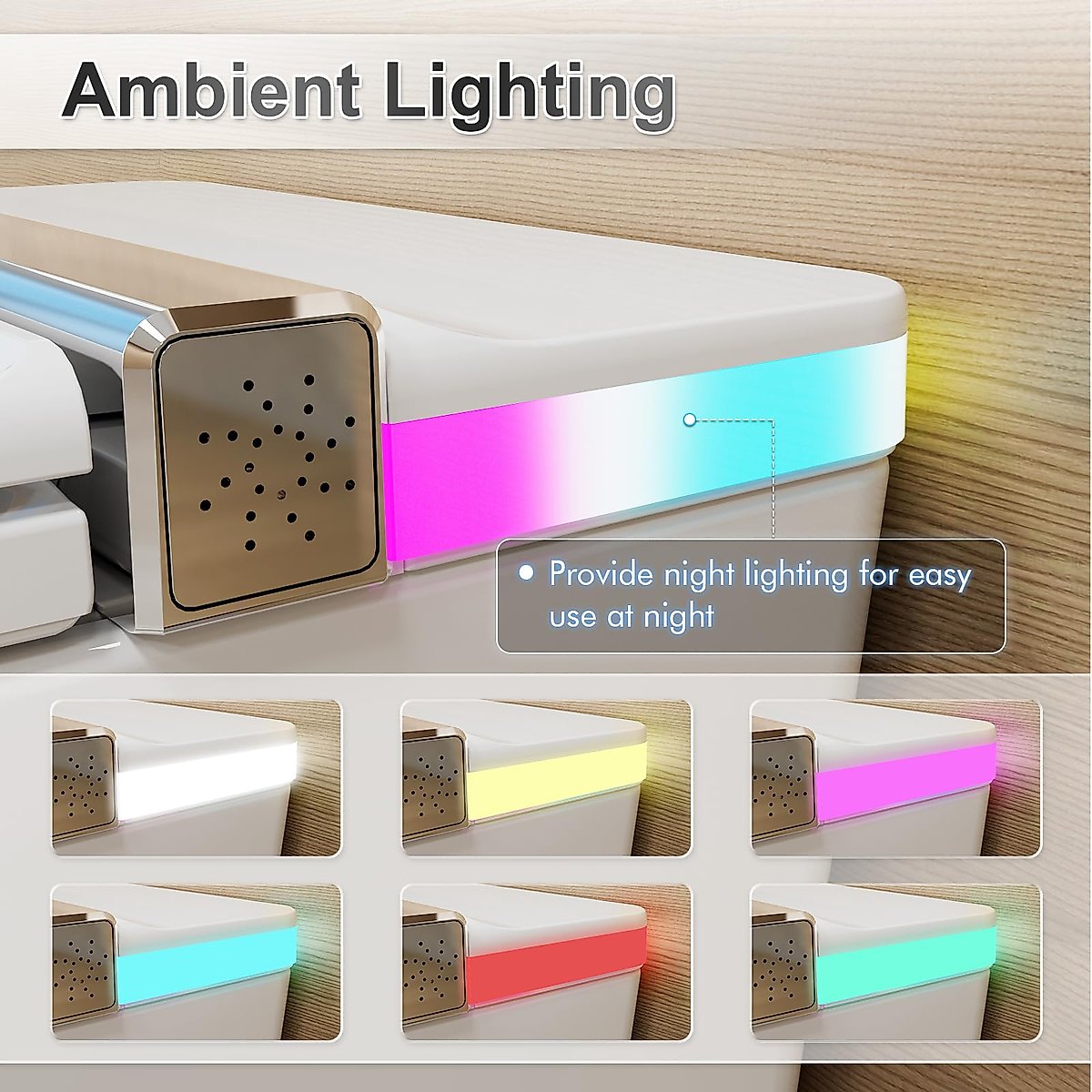 GivingTree Smart Toilet with Fully Functions,Microwave and Infrared Dual Touch-Free mode for Lid Opening and Closing, Dual cleaning Smart Bidet Toilet with Color Adjustable Ambient Lighting