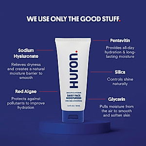 Huron Men’s Face Moisturizer – Lightweight, Soothing, Cooling Face Lotion for All-Day Lasting Hydration – Vegan, Phthalate Free, Sulfate Free, Paraben Free – 3.4 Fl Oz