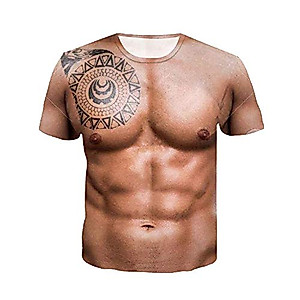 Unisex 3D Shirts Summer Holiday Short Sleeve Rude Boobs Printed Casual Tee Tops (2XL, Brown)