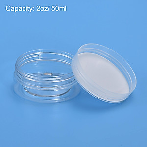 uxcell Round Plastic Jars with Transparent Screw Top Lid, 2oz/ 50ml Wide-mouth Clear Empty Containers for Storage, Organizing, 8Pcs