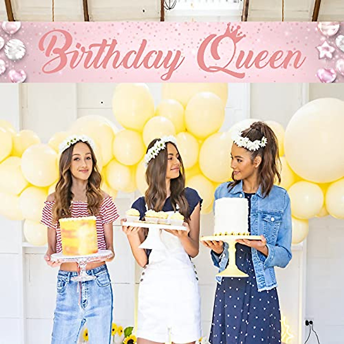 Pink Birthday Queen Large Banner - Birthday Decor for Women