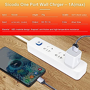 iPhone Charger Block, Plug in Phone Charger, Sicodo 4Pack Single Port USB Wall Charger Fast Charging Adapter Cube Box for iPhone 14 13 12 SE(2020) 11/11pro/XS/XS Max/XR,Samsung Galaxy S22/S21/S20,LG