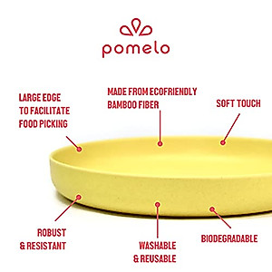 Pomelo Bamboo Plates for Kids, Toddlers and Children - Reusable Bamboo Kids Plates - BPA Free Child and Toddler Plates - Non-Toxic Bamboo Material - Eco-Friendly, Biodegradable and Dishwasher Safe