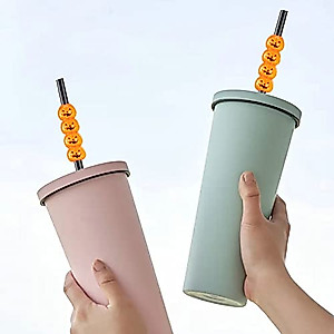 BinaryABC Halloween Pumpkin Straws,Halloween Party Straws,Halloween Drinking Straws,Halloween Party Favors Decorations Supplies,Pack of 5(Random Style)