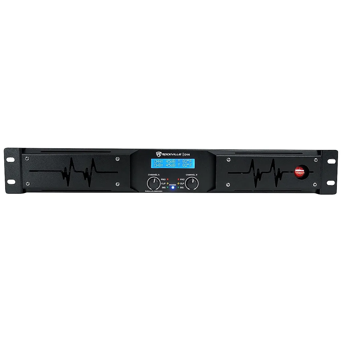 Rockville D14 7000W Peak / 2000W RMS 2-Channel Class D Pro/DJ Amplifier, Perfect for Live Sound, Pro Audio, DJs