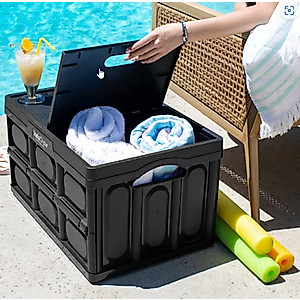 Greenmade InstaCrate Grande Black Collapsible Storage Container with Lid 16.5 Gallon Made in USA