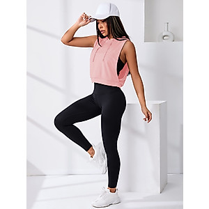 SweatyRocks Women's Sleeveless Workout Top Hooded Activewear Crop Tank Top Open Side Shirt for Athletic Exercise Running Light Pink S