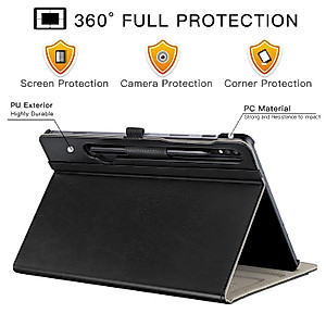 ZtotopCases for Galaxy Tab S7 FE 5G/S8 Plus/S7 Plus 12.4" Tablet Case, Premium PU Leather Folding Stand Cover with Pen Holder & Multi-Viewing Angles for Samsung Tab S7 FE 2021/S8+ 2022/S7+ 2020, Black