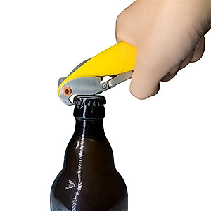 Parrot Beer Bottle Opener Stainless Steel Corkscrew for Dad Husband Girlfriend Boyfriend Man Woman Funny Novelty 2 Packs (two yellow)