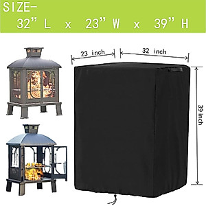 Rilime Fire Pit Cover Square for PAPABABE 45" Fire Pit Pagoda,Heavy Duty 420D Outdoor Fireplace Wood Fire Pit Cover