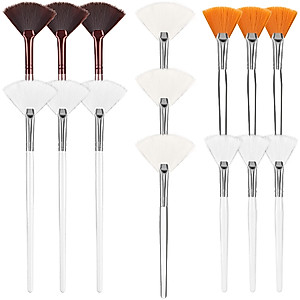 15PCS Facial Brushes Fan Mask Brushes, Soft Facial Applicator Brushes Tools Mask Acid Applicator Brush for Peel Glycolic Mask Makeup（5 Styles)