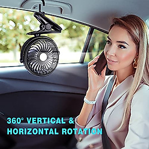 Clip On Camping Fan with LED Lights, 2600 mAh Rechargeable Battery/USB Operated Mini Fan with Hook Portable for Stroller Home Ofiice Outdoors Travel Camping Hiking