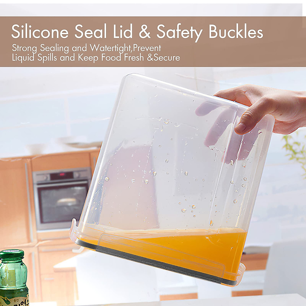 HOHAOO Cereal Storage Containers,Set of 4 4L Plastic Food Storage Box Cereal Dispenser Food Grade Durable Airtight Cereal Container with Lids,Pen and 24 Labels for Kitchen Storage & Organization