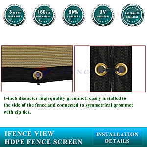 Ifenceview 4'x5' to 4'x50' Beige Shade Cloth/Fence Privacy Screen Fabric Mesh Net for Construction Site, Yard, Driveway, Garden, Railing, Canopy, Awning 160 GSM UV Protection (4'x8')