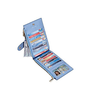 Travelambo RFID Wallet Women Large Size Bifold Multi Card Wallet Case with Zipper Pocke Credit Card Holder for Women