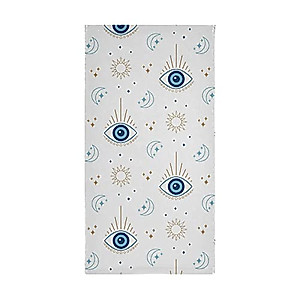 Kigai Evil Eye Hand Towels for Bathroom Set of 2, Soft Absorbent Cotton Face Washcloths for Kitchen Hotel Gym Swim Camp Beach Spa, 14 x 28 in