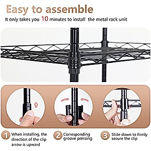 FDW 6 Tier Wire Shelving Units Adjustable Metal Storage Rack 23L x 13W x 59H NSF Pantry Shelves Kitchen Organization Shelf for Kitchen Garage Small Places Commercial,Black