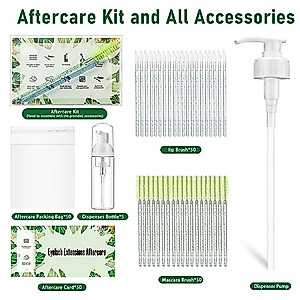 Lash Shampoo Bulk, Eyelash Cleanser for Extensions 1 Gallon / 3.8L - Includes 50 Aftercare Kits, 5 Foam Pump Bottles, Dispenser Pump - Eyelid Foaming Cleanser for Professional Salon and Home Use