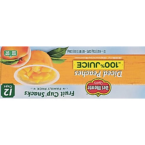 DEL MONTE Diced Peaches FRUIT CUP Snacks in 100% Fruit Juice, 12 Pack, 4 oz