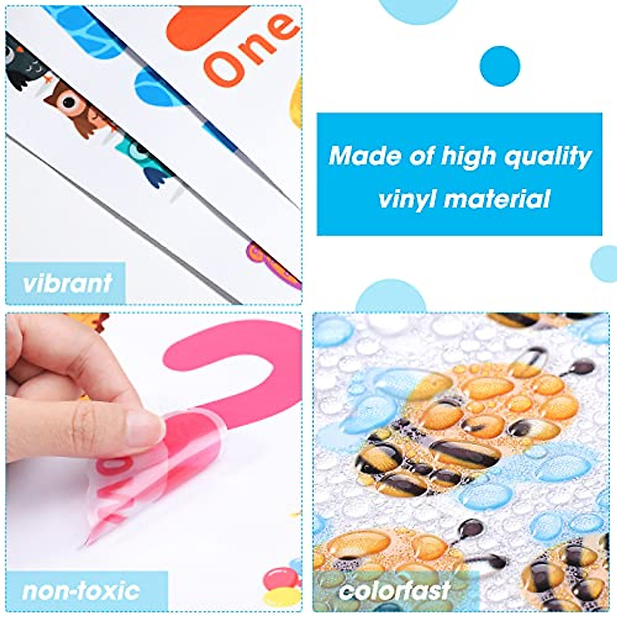 Number Wall Decals Children Number Stickers Alphabet ABC Wall Decals Peel and Stick Animal Number Wall Stickers Educational Classroom Stickers for Kids Nursery Bedroom Living Room Playroom Decorations