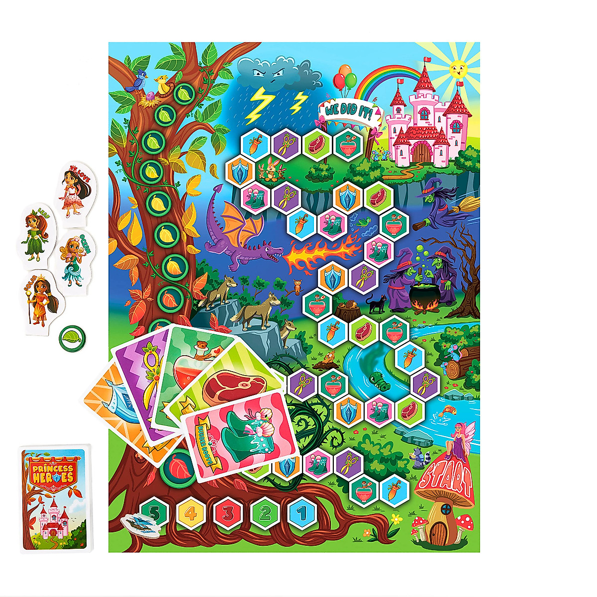 Jumping High Fives Princess Heroes Board Game - Cooperative Princess Castle Game for Kids Ages 4 and Up - Children Develop New Skills Through Play, Perfect for Family Fun Time
