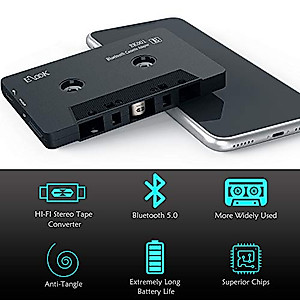 Elook Car Audio Receiver, Bluetooth Cassette Receiver Tape Aux Adapter Player with Bluetooth 5.0