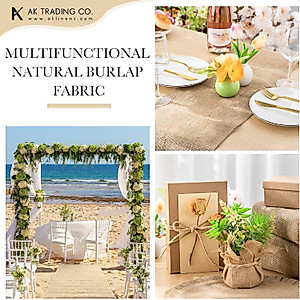 AK TRADING CO. 40" Wide Burlap Fabric 10oz Natural - Heavy Duty 100% Jute Material for Upholstery, Home Décor, Gardening, & Wedding Projects - Eco-Friendly & Biodegradable - 40 Inches x 1 Yard