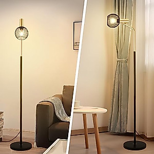 Duheypo Industrial Floor Lamp, Standing Lamp Farmhouse Floor Lamp with Foot Switch, Rustic Floor Lamps for Living Room Bedroom Office Dining Room, Black
