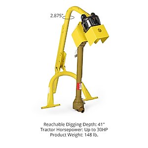 Titan Attachments 30 HP 3 Point Post Hole Digger Attachment, PTO Powdered Digger, Compact Tractor Attachment for Fence Posts, Deck and Building Frames, Plant Trees and Shrubs, Auger Sold Separate