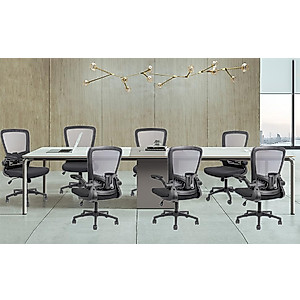 KLASIKA Desk Chairs with Wheels, Office Chair Mid Back Swivel Lumbar Support Desk Chair, Ergonomic Mesh Office Chair Adjustable Height and Home Office Chair with Flip Up Armrests (Black)