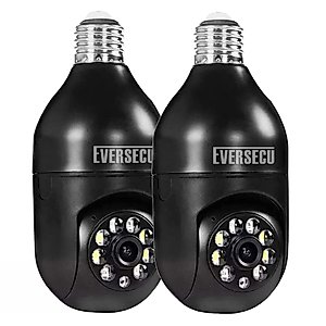 EVERSECU Tuya Smart Security Camera with E26/E27 Connector 1080P Wireless WiFi CCTV PTZ Camera 2-Way Audio/Motion Detection/Auto Tracking/Night Vision(2pcs)