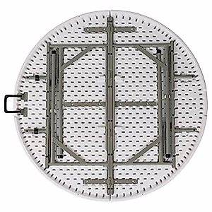 Flash Furniture Freeman 4' Round Plastic Folding Event Table with Carrying Handle, Bi-Fold Portable Banquet Table for Indoor/Outdoor Events, White