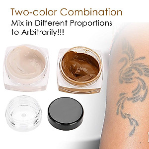 Waterproof Tattoo Cover-Up Makeup Set, Tattoo Skin Cover Concealer Cream for Dark Spots, Scars, Vitiligo, And More - Tattoo Cover-Up Makeup - Use on Body, For Legs