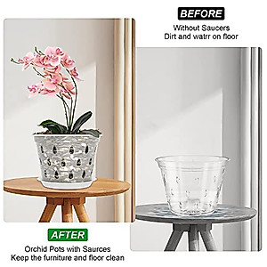 Suguder 8 Pack 7 Inch Orchid Pot, Orchid Pots with Holes and Saucers, Clear Plastic Plant Flower Pot for Indoor Outdoor Garden