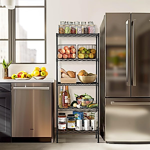 5-Tier Wire Shelving Unit Storage Shelves Heavy Duty Metal Shelf 24"L x 14"W x 60"H Utility Steel Organizer Rack NSF Garage Shelving with Leveling Feet for Kitchen, Garage, Bathroom, Laundry, Black